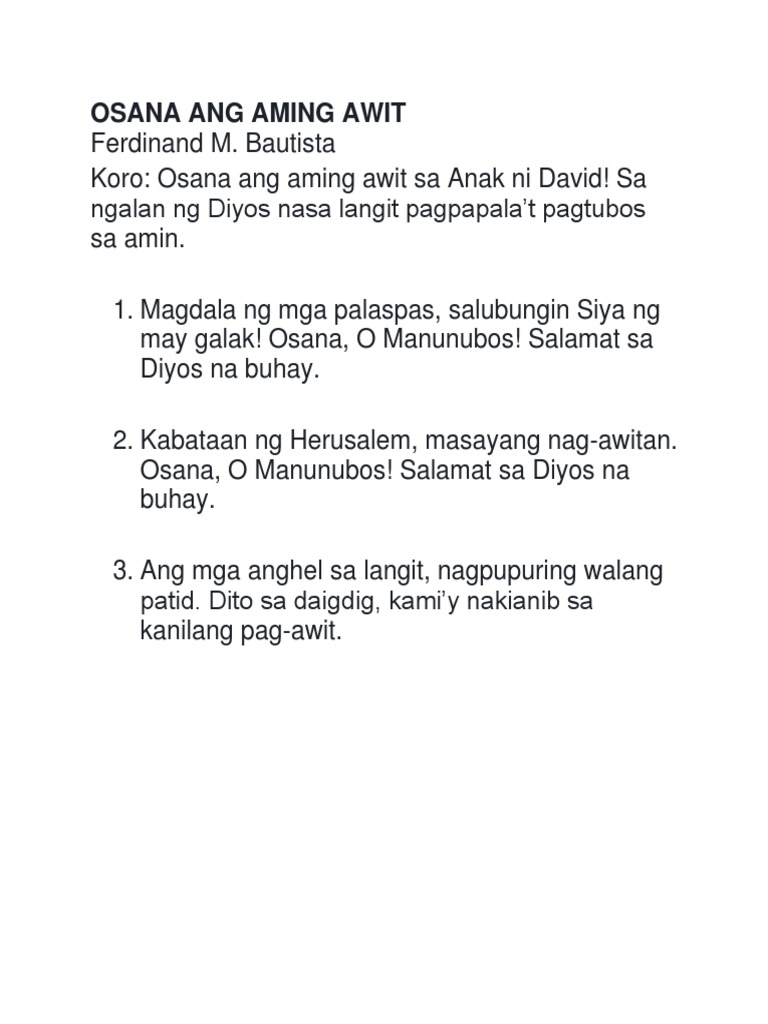 Osana Ang Aming Awit | PDF