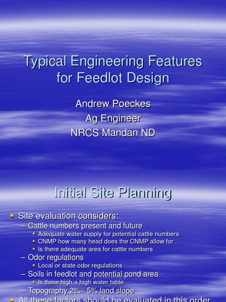 Small Cattle Feedlot Design Guidelines | PDF | Cattle | Drainage
