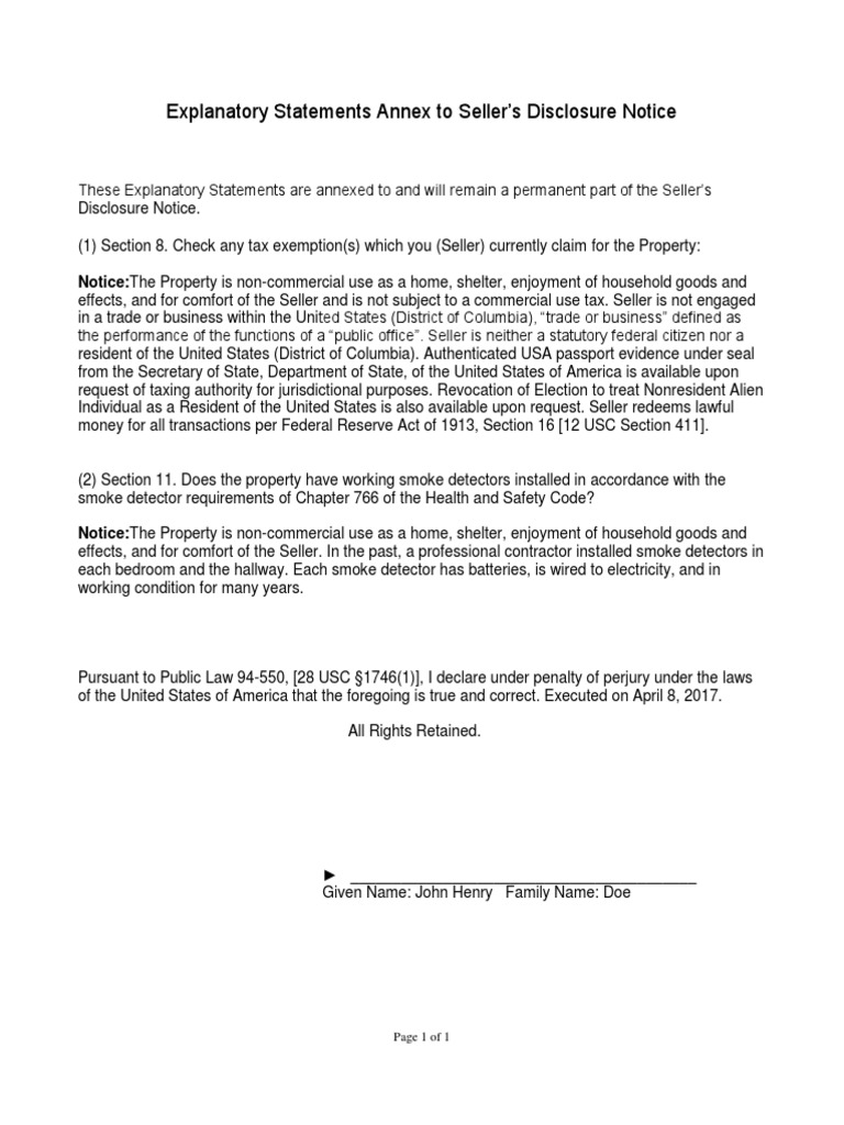 Disclosure Form Explanatory Statement | PDF