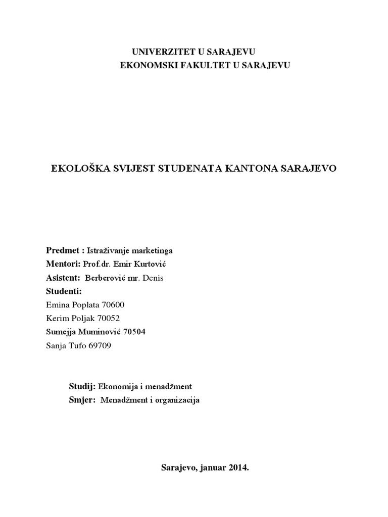 Primjer Dobrog Izvještaja A | PDF