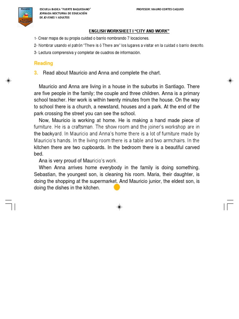 English Worksheet: City and Work Activities | PDF | Building ...