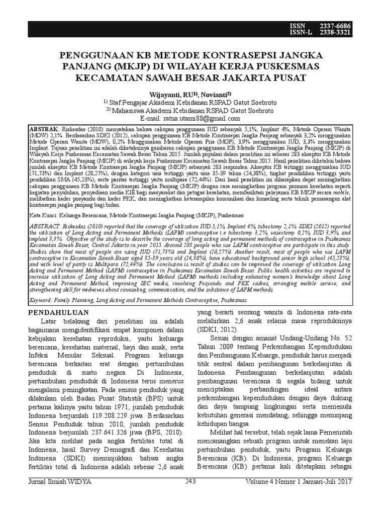 Penggunaan KB Metode Kontrasepsi Jangka | PDF | Pengembangan Diri | Sains & Matematika