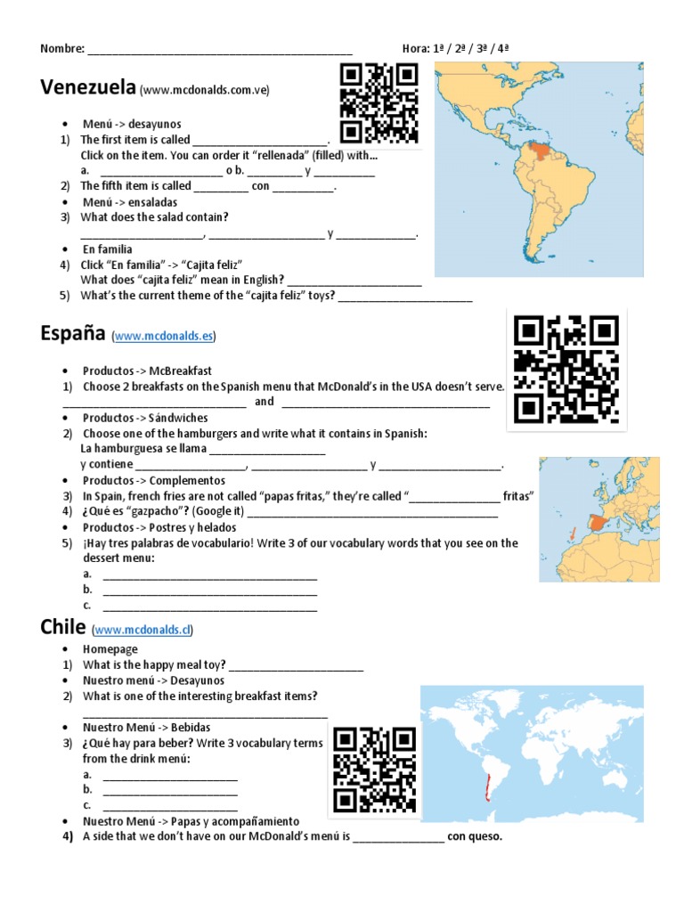 Spanish 1 Buen Provecho Mcdonalds Webquest | PDF | Cooking, Food & Wine ...