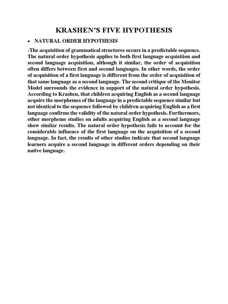 Krashen'S Five Hypothesis | PDF