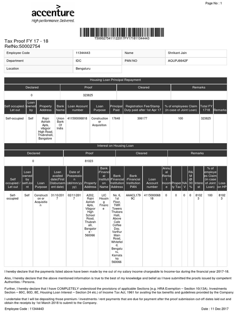 Tax Proofs and Form 12BB for Claiming Income Tax Deductions for FY 2017 ...