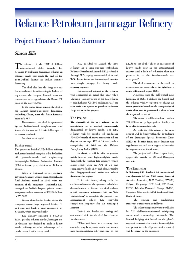 11-13 Reliance Petroleum Jamnagar Refinery | PDF | Syndicated Loan ...