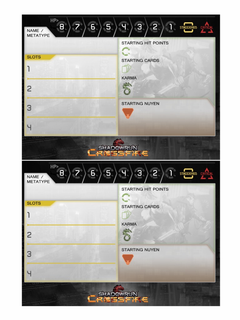 Shadowrun Crossfire - Character Sheet v1 | PDF