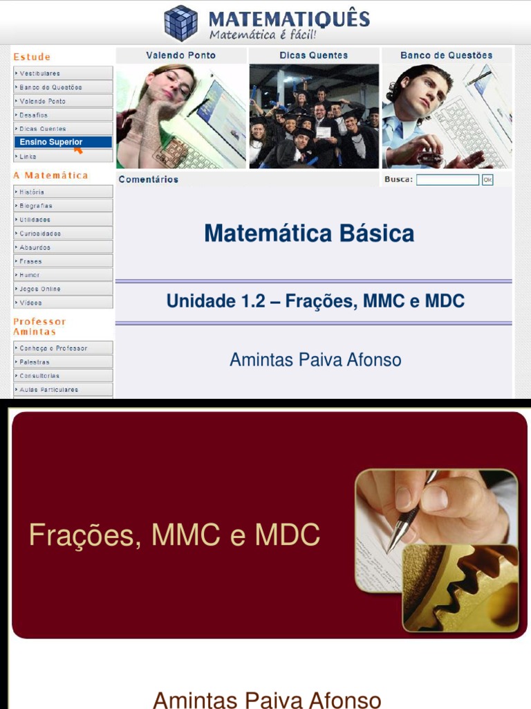 Unidade 01.2 - Frações, MMC e MDC | PDF | Fração (Matemática) | Números