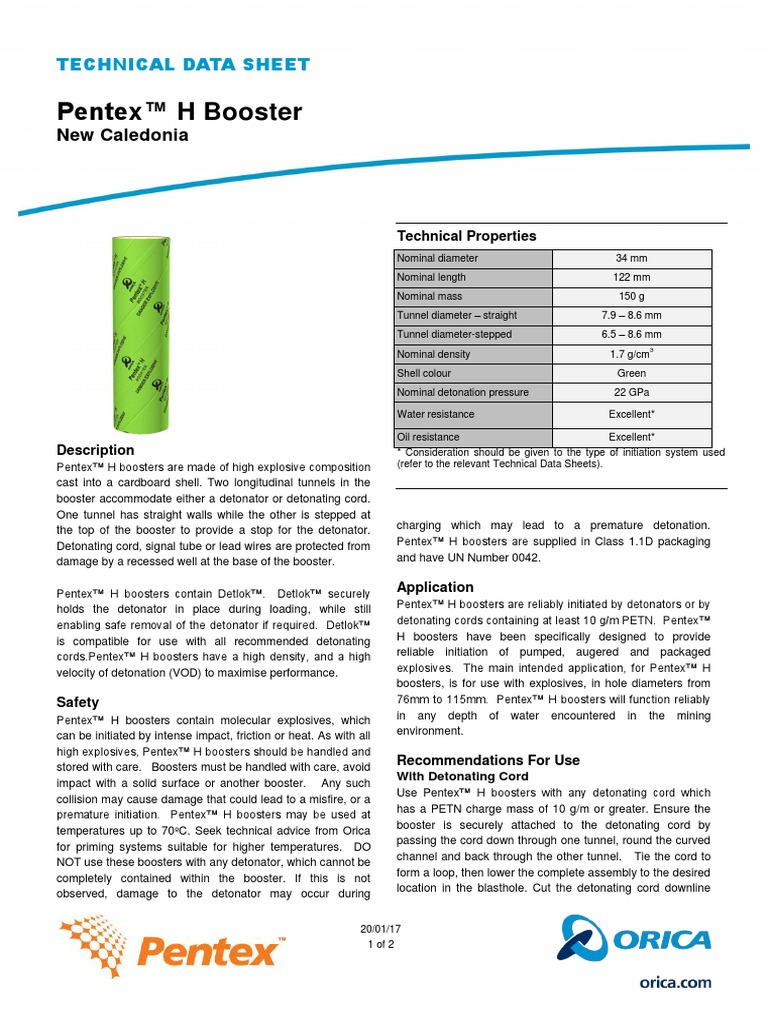 TDS Pentex H NewCaledonia 20172001 | PDF | Explosive Material | Shell ...