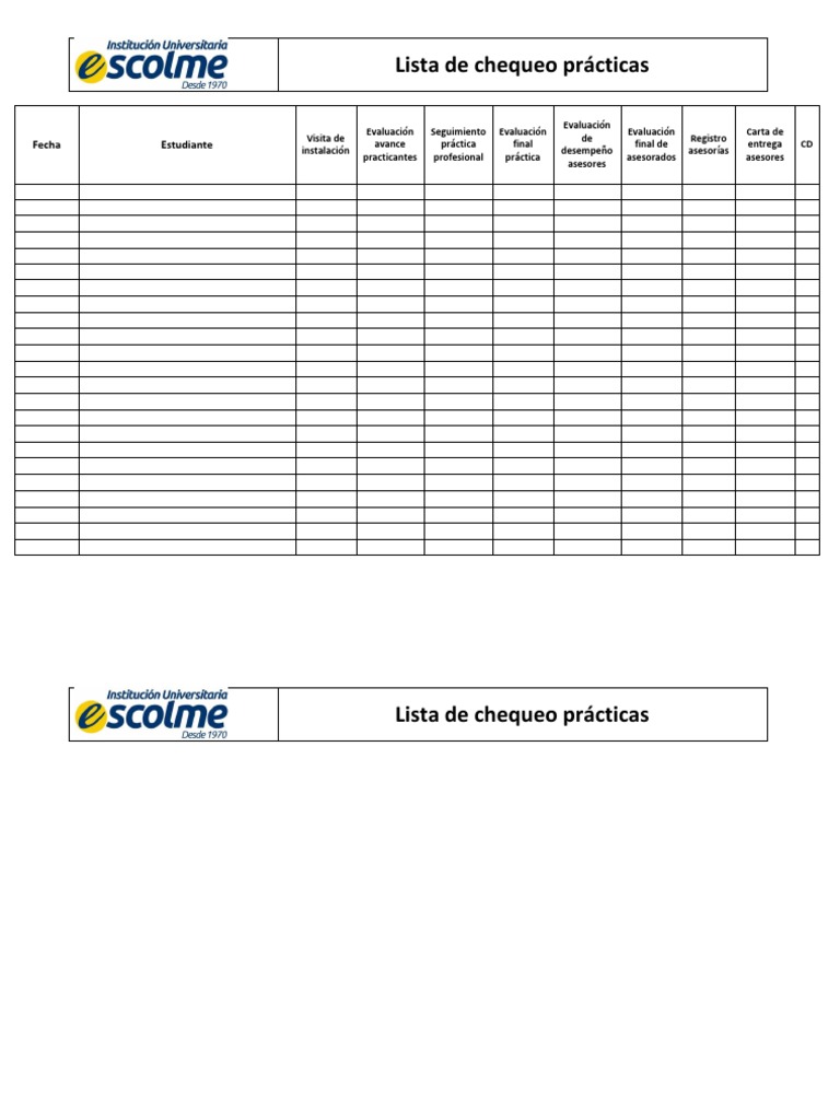 Formato Lista de Chequeo Prácticas
