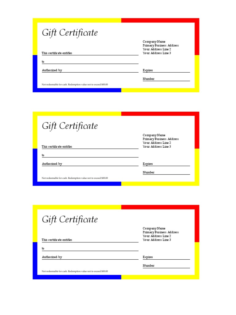 Gift Certificate Template Example | PDF