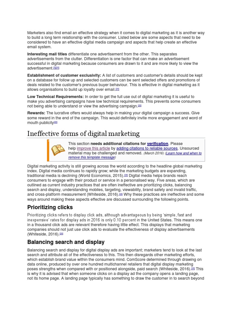 Ineffective Forms of Digital Marketing: Prioritizing Clicks | PDF ...