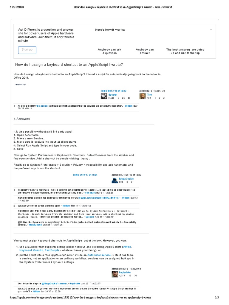 How To Assign A Keyboard Shortcut To An Applescript I Wrote Pdf Keyboard Shortcut Computer