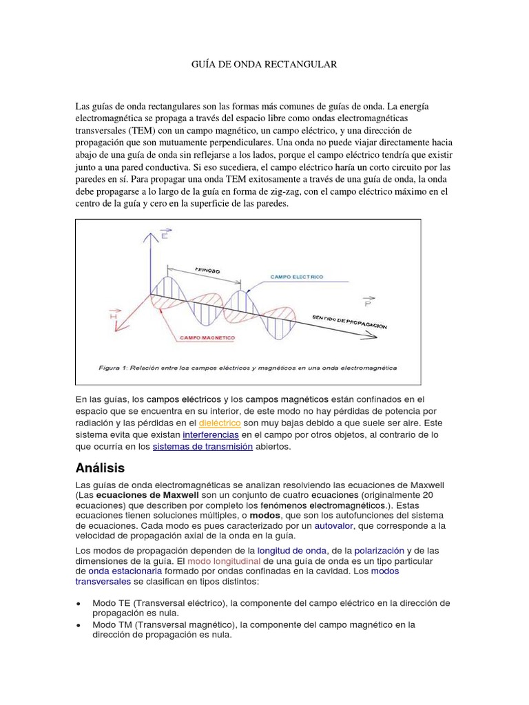 Guía de Onda Rectangular y Modos de Propagación | PDF | Olas ...