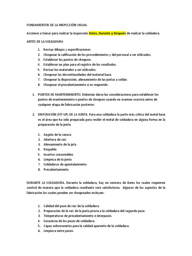 Fundamentos de La Inspección Visual | PDF | Soldadura | Construcción