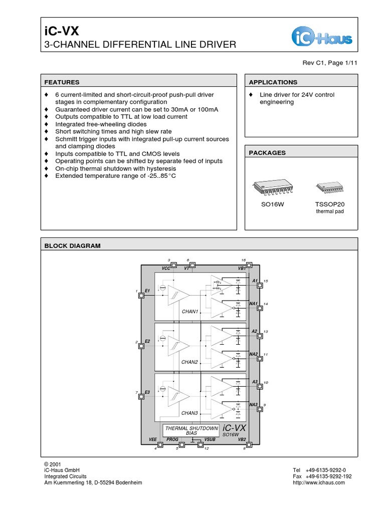 3-Channel Differential Line Driver Ic - VX | PDF | Cmos | Electronic Design
