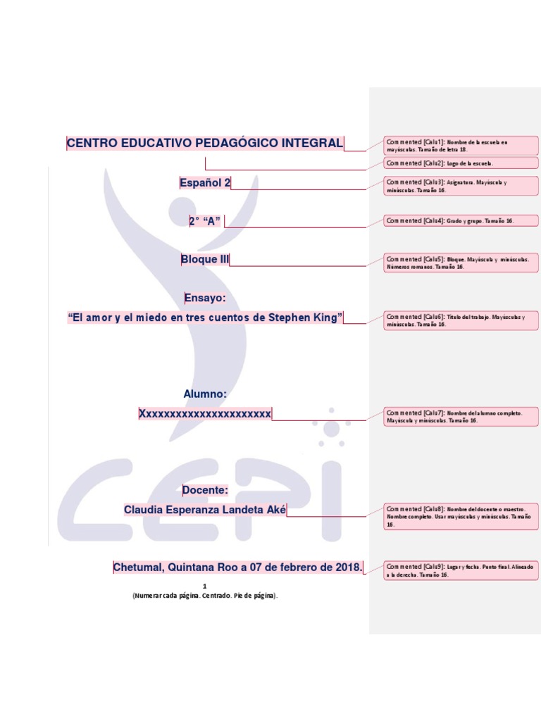Ejemplo de Portada Escolar | PDF