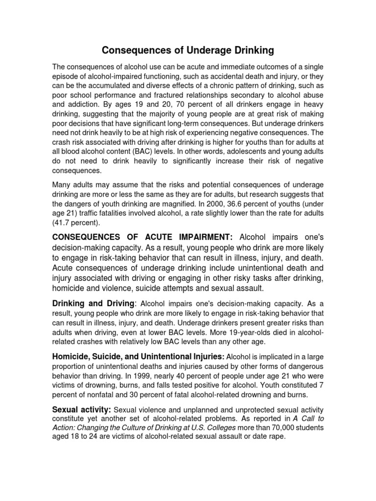 Consequences of Underage Drinking | PDF | Alcoholism | Adolescence