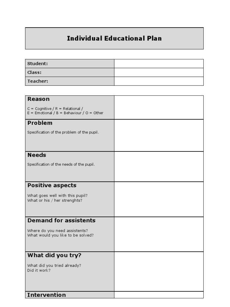 Individual Educational Plan Template | PDF | Career & Growth