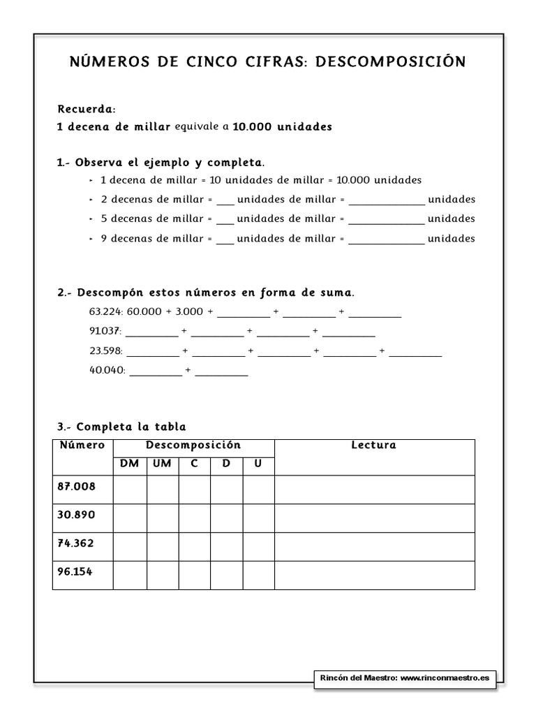 Descomposicion de Numeros | PDF