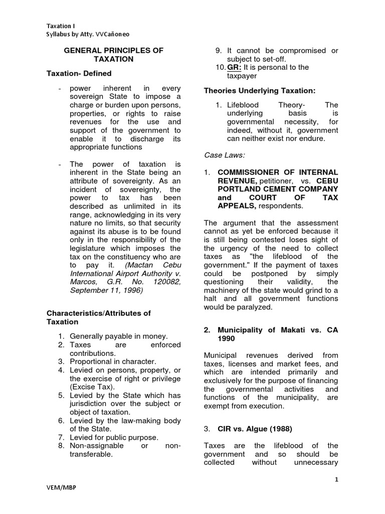 Tax Material - General Principles | PDF | Taxes | Property