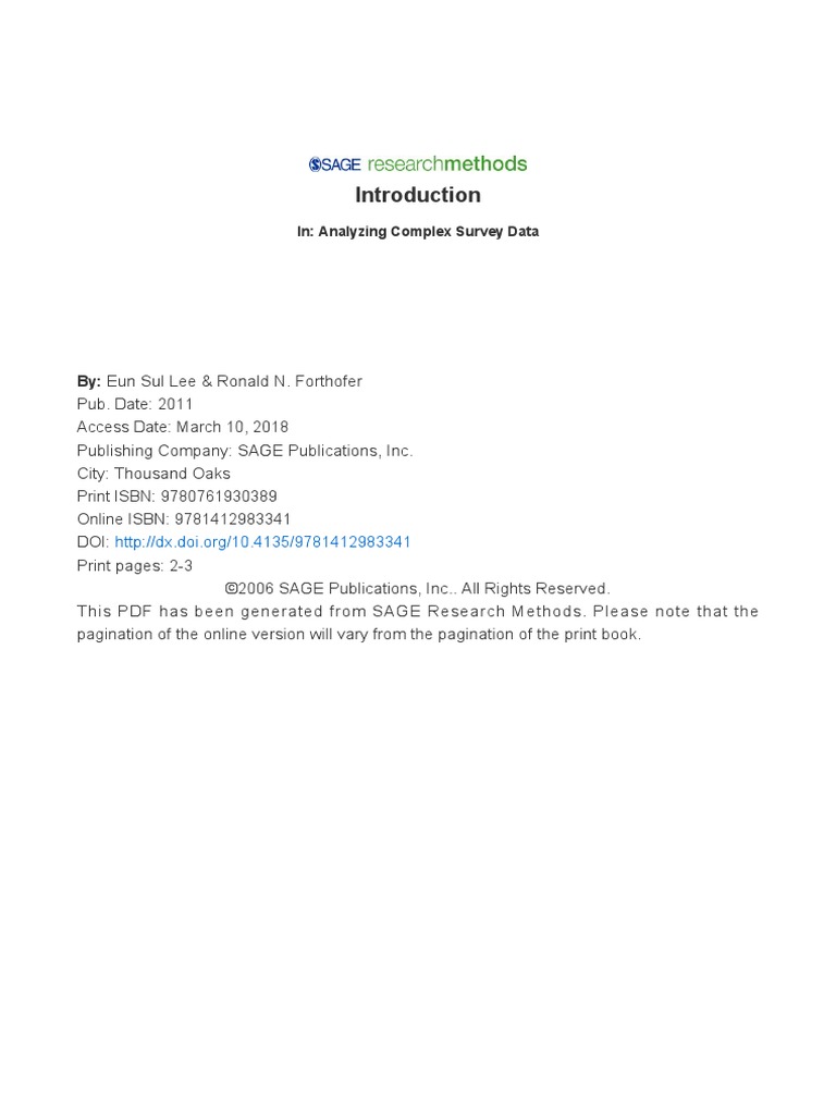 Analyzing Complex Survey Data | PDF | Sampling (Statistics) | Data Analysis