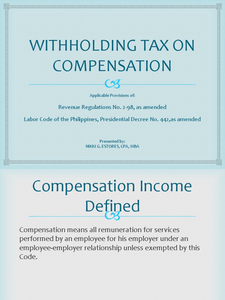 Withholding Tax on Compensation | Payroll | Overtime