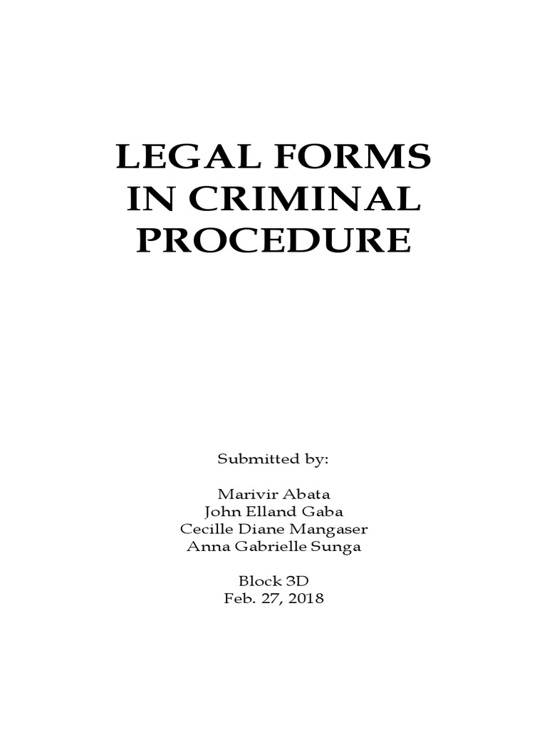 Legal Forms in Criminal Procedure Final | PDF | Bail | Prosecutor