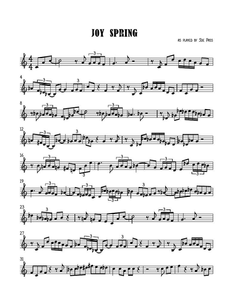 Joy Spring Transcription - Full Score | PDF