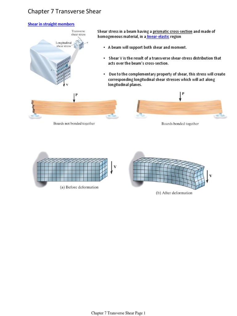 Chapter 7 Transverse Shear PDF | PDF | Shear Stress | Stress (Mechanics)