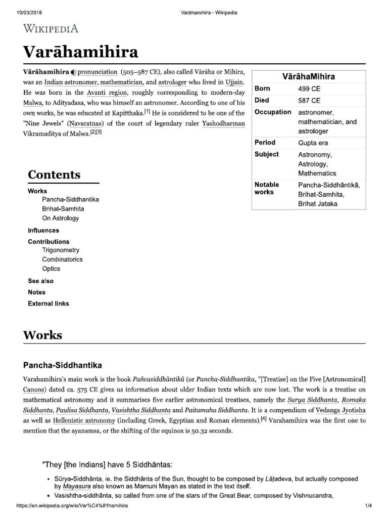 Varahamihira Info | PDF