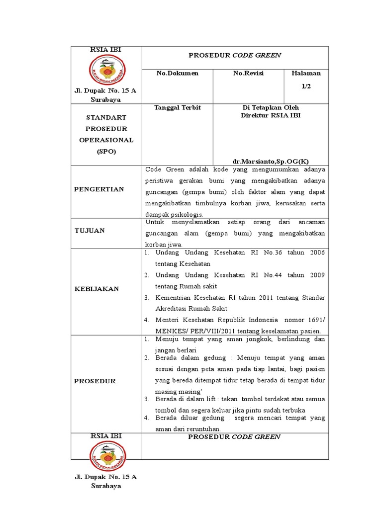 Spo Code Green | PDF