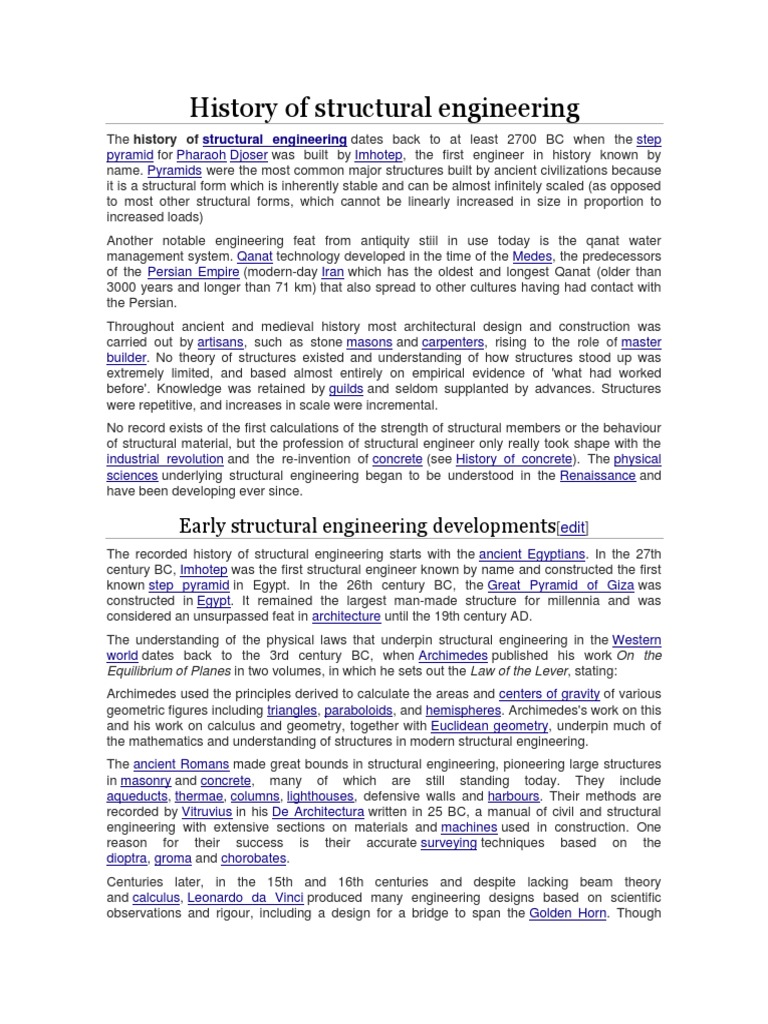 01-1 History of Structural Engineering | PDF | Structural Engineering | Engineering