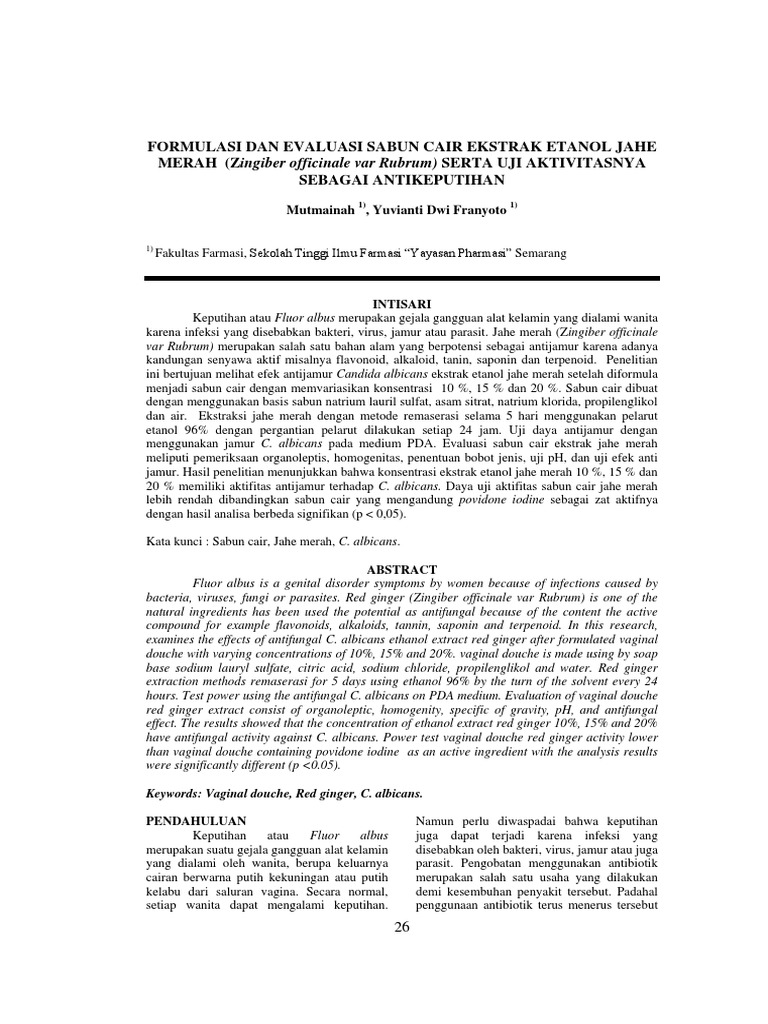 Formulasi Dan Evaluasi Sabun Cair Ekstrak Etanol Jahe | PDF