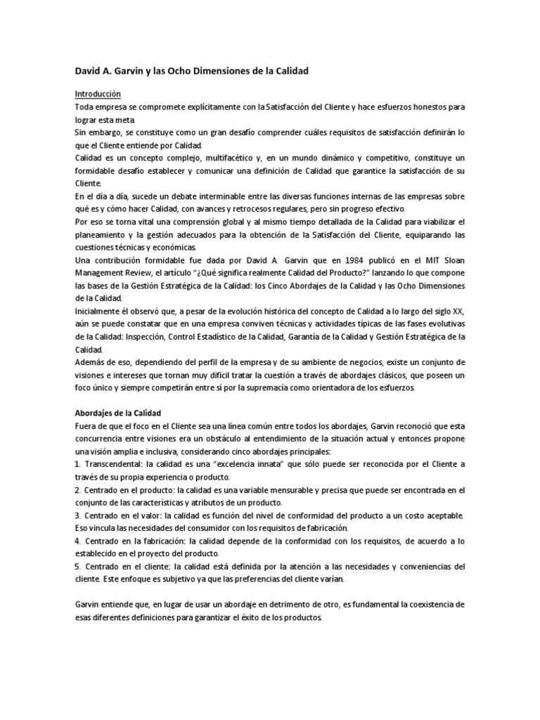 David A. Garvin | PDF | Producto (Negocio) | Calidad (comercial)