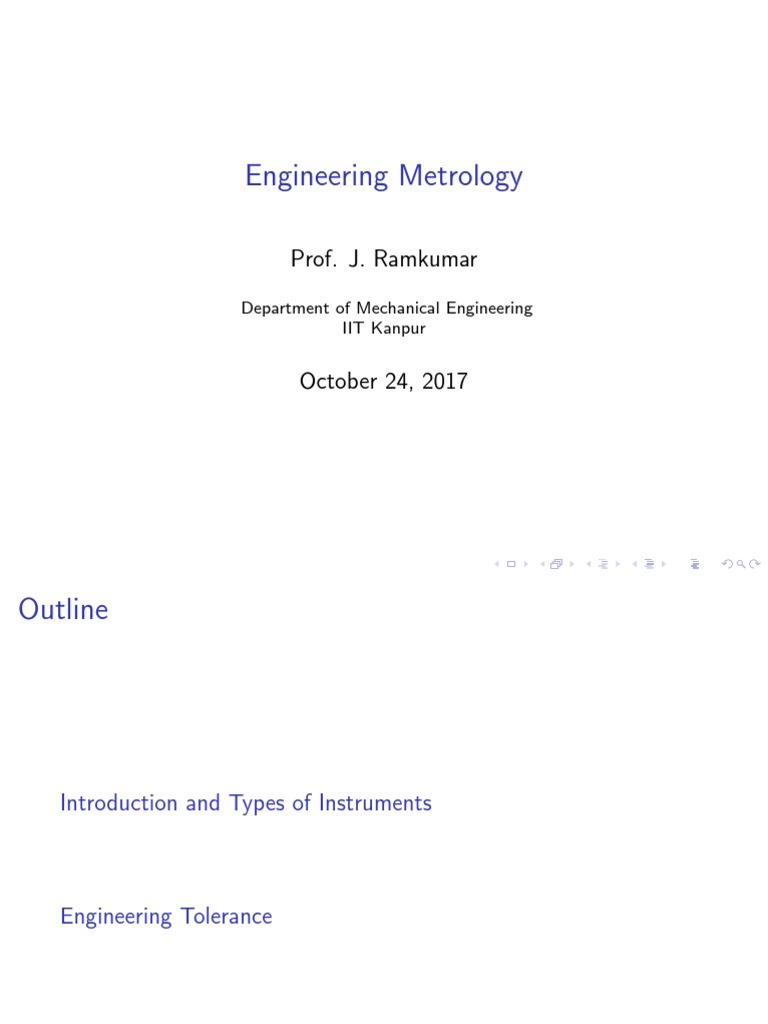 Engineering Metrology: Prof. J. Ramkumar | PDF | Engineering Tolerance | Scientific Observation