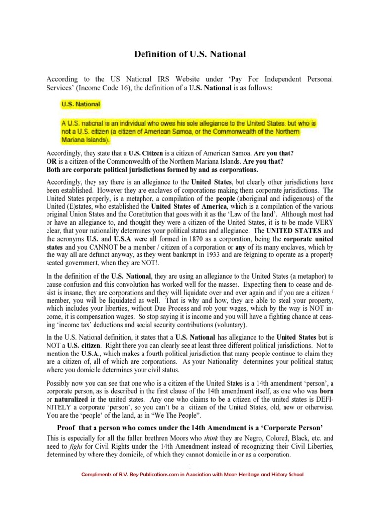 15 Definition Us National 2 | PDF | Fourteenth Amendment To The United ...
