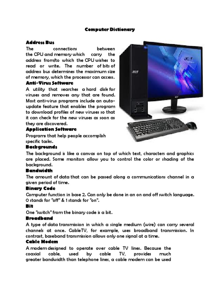 Computer Dictionary Address Bus | PDF | Computer Network | Encryption