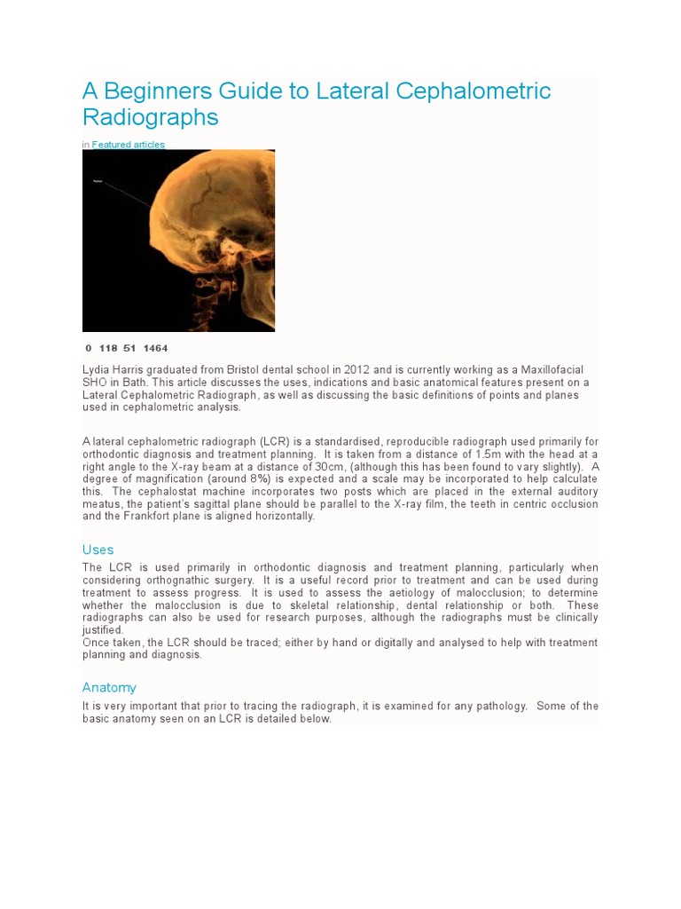 A Beginners Guide To Lateral Cephalometric Radiographs | PDF ...