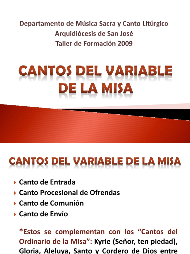 Cantos en La Misa | PDF | Misa (liturgia) | Rituales religiosos