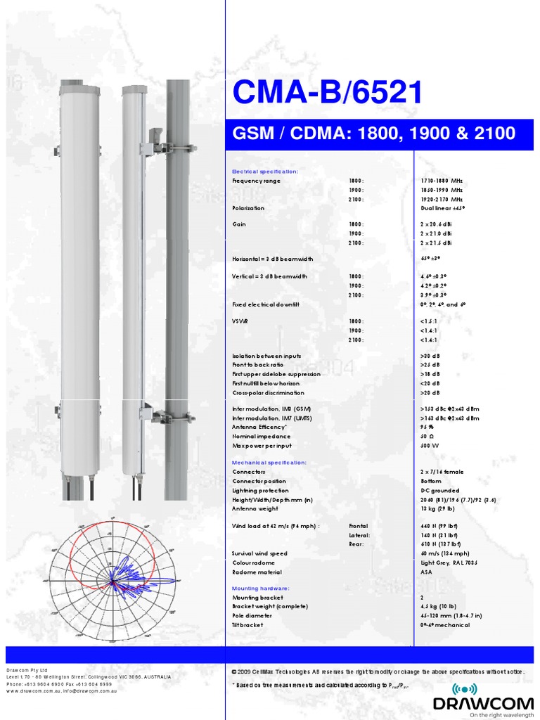 Cma B6521 PDF | PDF | Decibel | Antenna (Radio)
