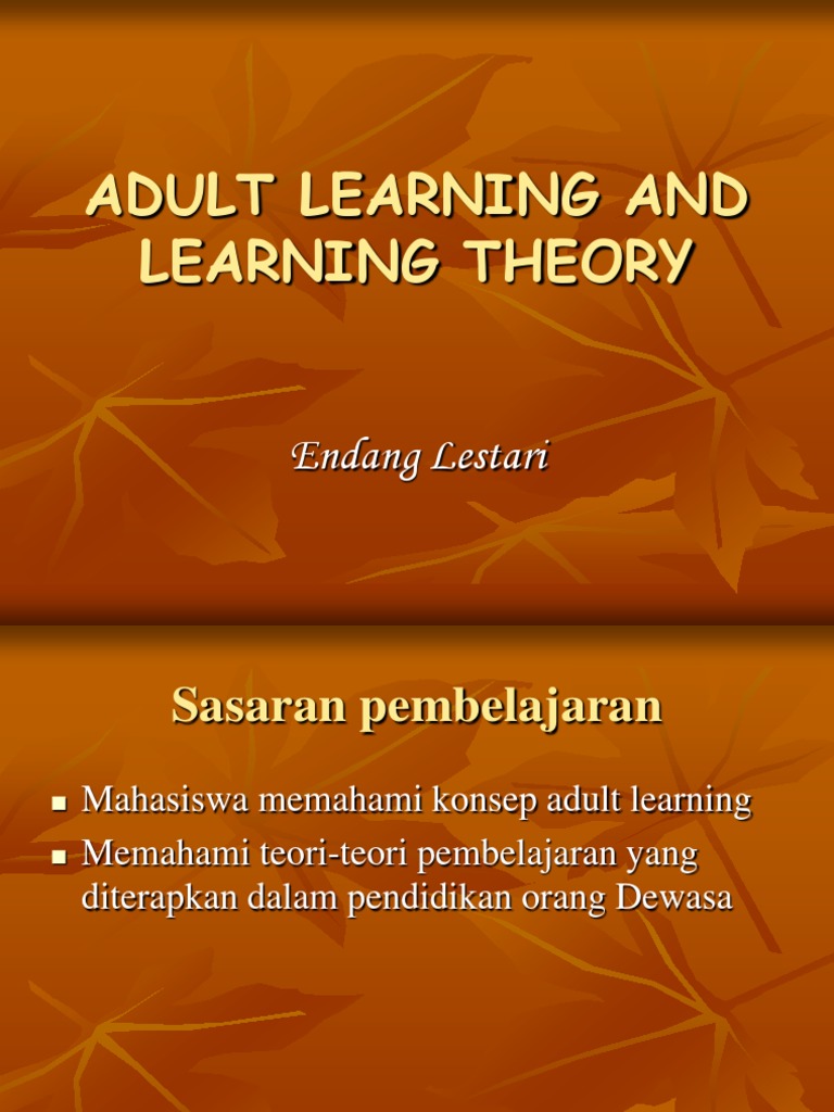 Andragogy and Learning Theory | PDF | Adult Education | Learning
