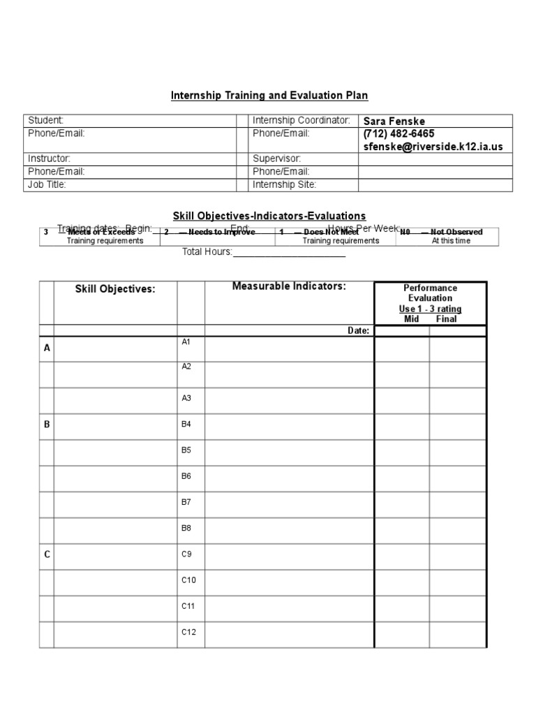 Internship Training Evaluation Plan | PDF | Teaching | Pedagogy