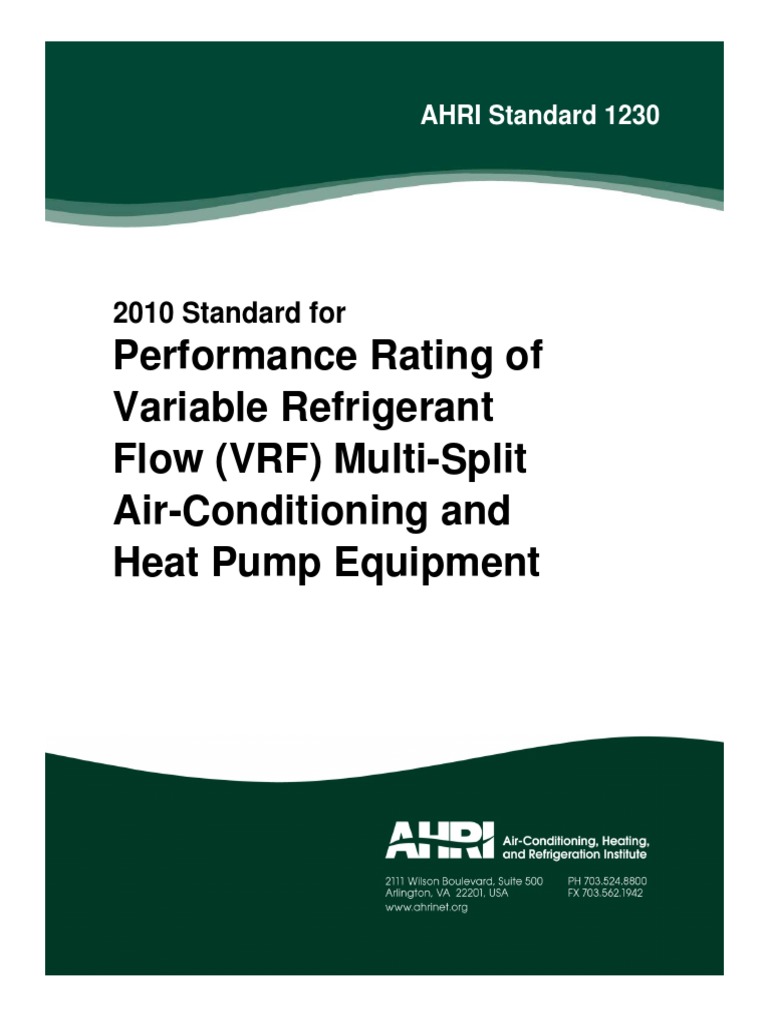 AHRI Standard 1230 - 2010 PDF | PDF | Heat Pump | Air Conditioning