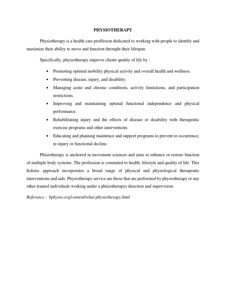 Physiotherapy English | Download Free PDF | Physical Therapy | Medical ...