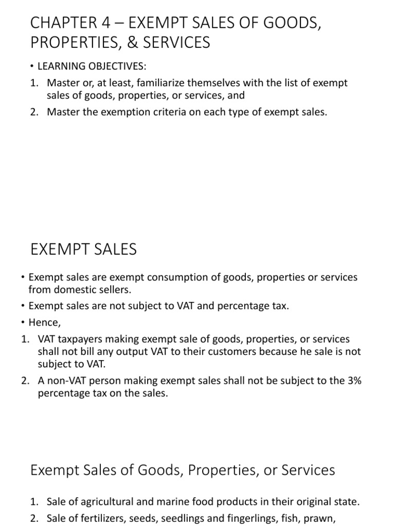 Exempt Sales | PDF | Value Added Tax | Taxpayer