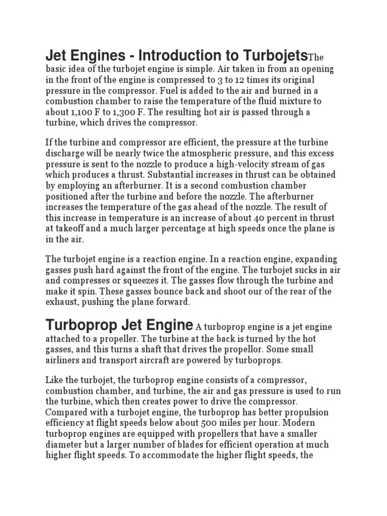 Jet Engines - Introduction To Turbojets | PDF | Jet Engine | Gas Turbine