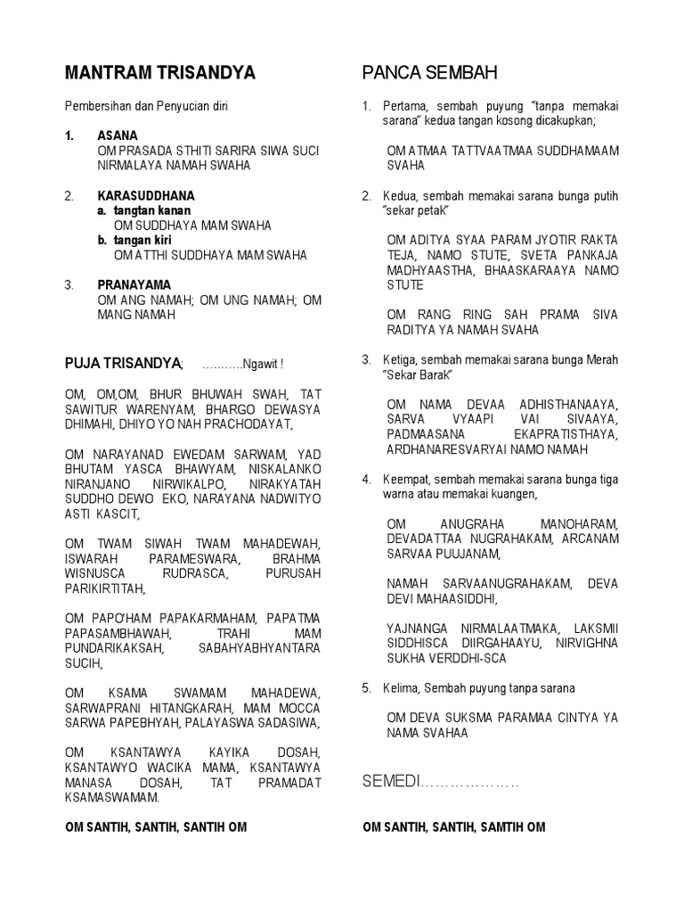 Mantram Trisandya | PDF