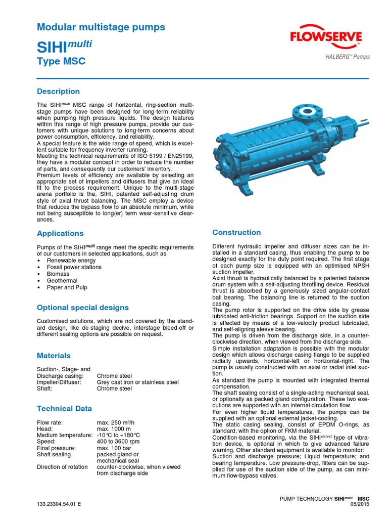 Sihi MSC en | PDF | Bearing (Mechanical) | Pump
