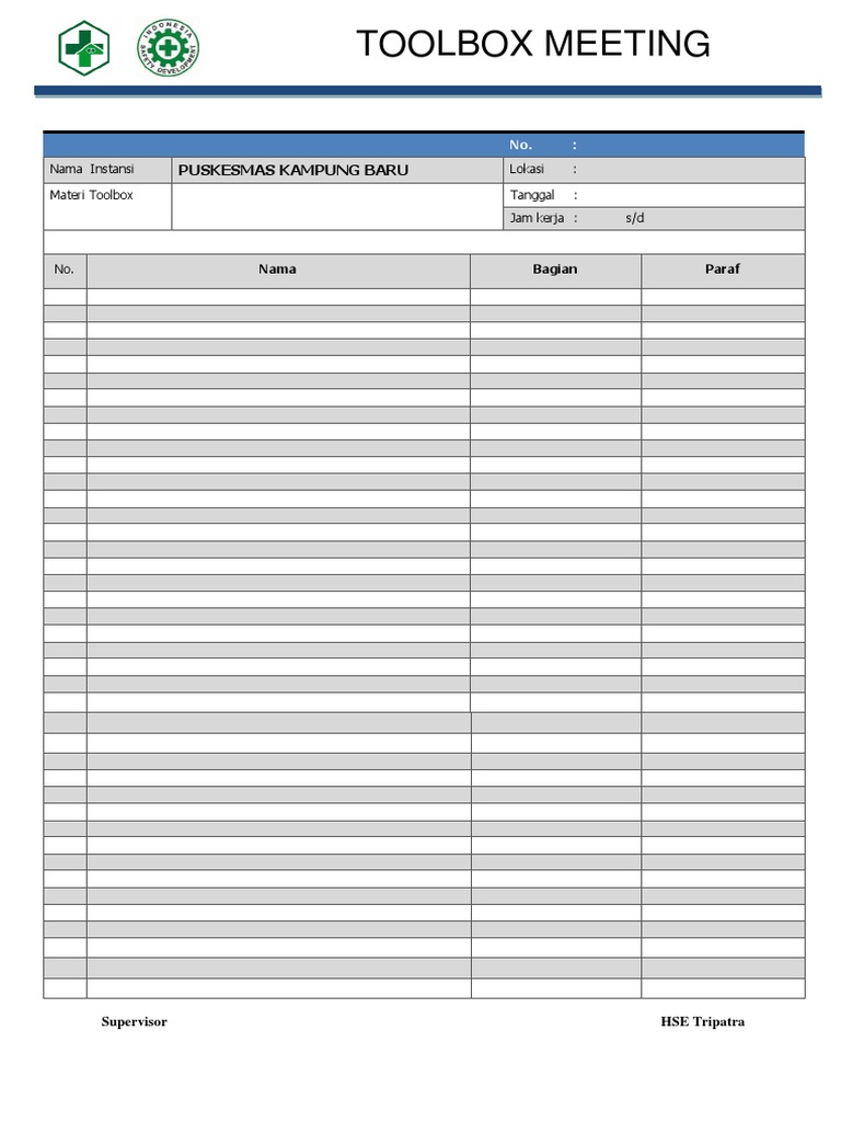 Form Toolbox Meeting PUSKESMAS | PDF
